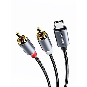 SOOMFON USB C to RCA Audio Cable 6.6ft USB Type C to 2 Male RCA Adapter Audio Stereo Cord Compatible with iPad Pro 2021, Samsung S21 Ultra S20 Note20 Tab S7, Pixel 5