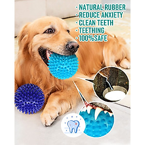 Pweituoet 2 Pack 4.5” Heavy Duty Squeaky Dog Ball for Medium Large Dogs, Spikey Dog Ball Toys for Clean Teeth and Training, Large Dog Toys for Aggressive Chewers