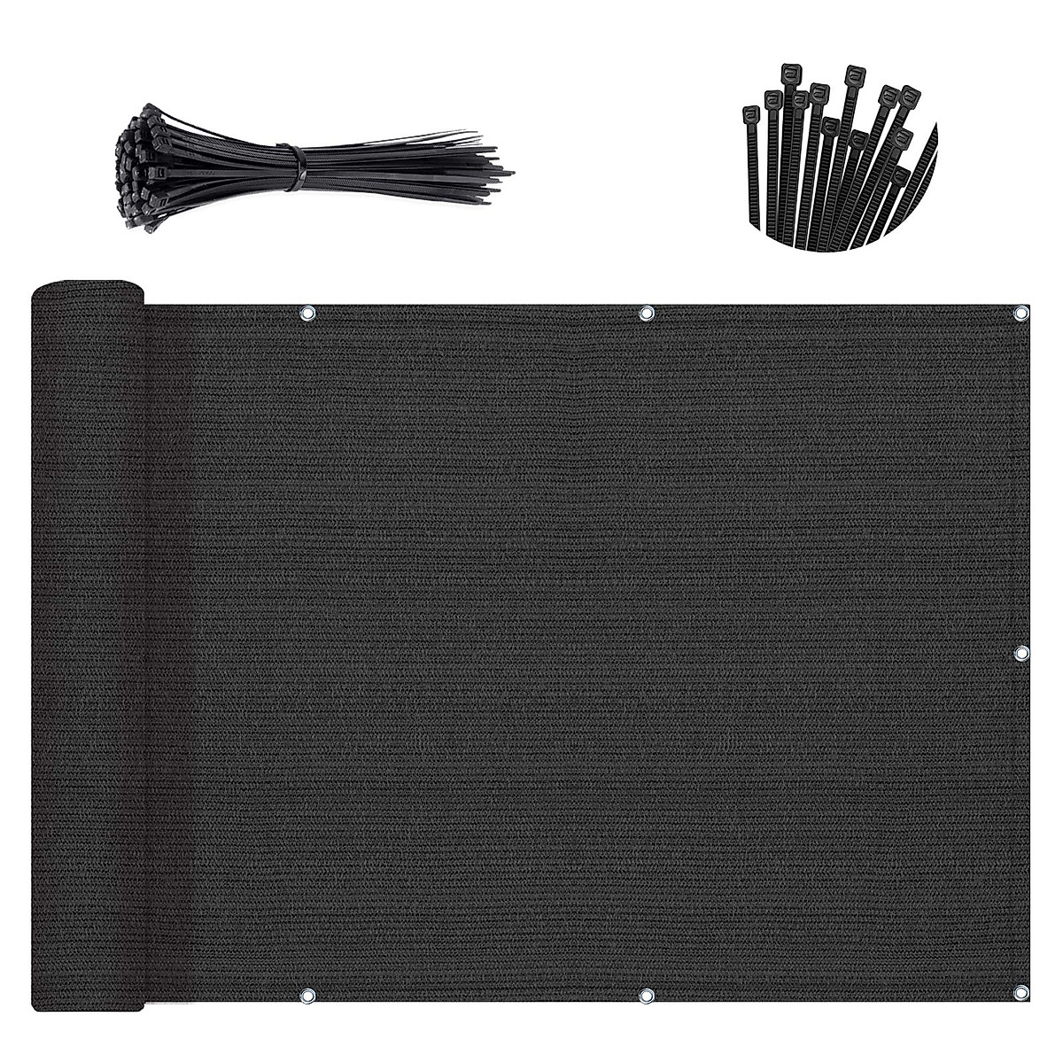 SUNNY GUARD 3'x10' Black Balcony Privacy Screen Fence, Apartments Railing Screen, Heavy Duty Wind Screen for Outdoor,Deck,Backyard,Patio