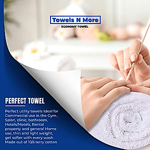 Towels N More 12 Pack White Soft 100% Cotton Loop 15X25 Basic Hand Towels- Gym Towels (12)