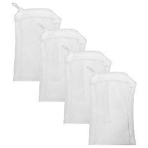 Aquatic Experts High Flow Filter Media Bag - Durable Filter Bags for Fish Tank, Secure Aquarium Media Bag with Drawstring, Media Bags for Aquarium and Pond, High Flow (Zipper), 3” x 4” – 4 Pack