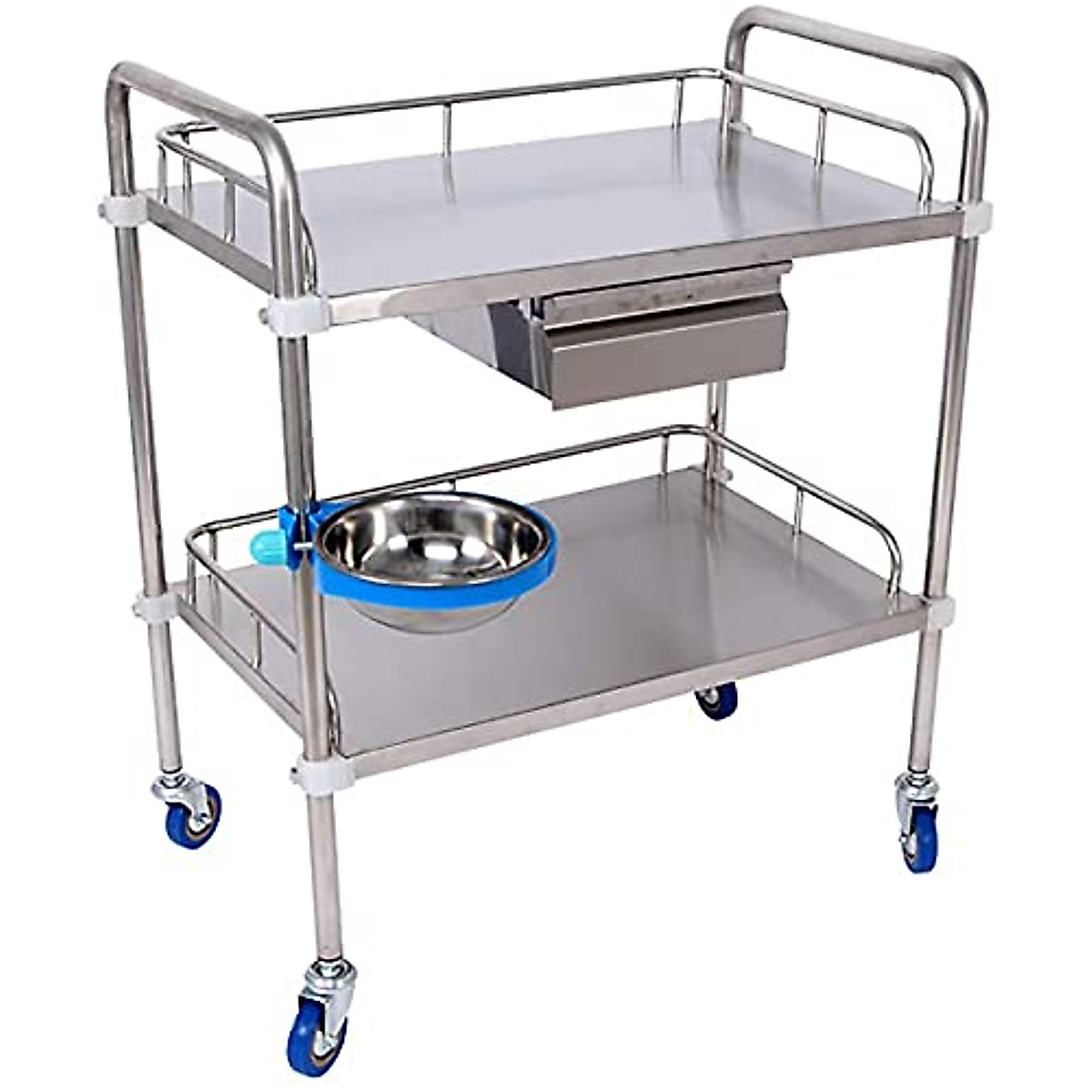 Cart Trolley, Lab Clinic Serving Cart Trolley 2-Tier Medical Trolley Stainless Steel Treatment Trolley/Medical Laboratory Equipment Carts/Beauty Salon Tool Car，L50xW40xH86cm The Taste of Home