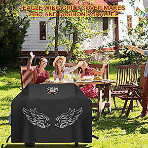 Cegsin Grill Cover, 58 Inch Waterproof BBQ Grill Cover, UV and Fade Resistant Gas Grill Cover, 600D Outdoor Eagle Wing Barbecue Gas Grill Cover Fits Grills of Weber Brinkman Char-Broil, Etc-Black