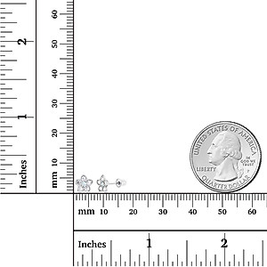 Solid 14K White Gold 6mm Flower 1.75mm Created Opal October Birthstone Screwback Stud Earrings | 1.50mm Created White Sapphire Flower Screwback Earrings For Women