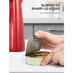 Electric Can Opener, Reemix Automatic Can Opener with Knife Sharpener and Bottle Opener 3 in 1, Easy Push Down Lever (Red)