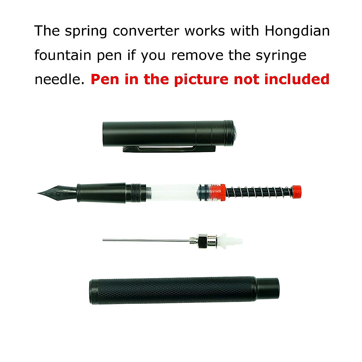 Asvine 5 Pack Fountain Pen Ink Syringe Filler, Spring Converter with Removable Blunt Needle Tip