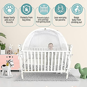 SLUMBLE Luxury Crib Tent | Crib Tent to Keep Baby from Climbing Out of Crib | Upgraded Mesh Crib Bumper Option | Premium Instant Pop-Up Crib Cover | Baby Crib Safety Tent | Designed in The USA
