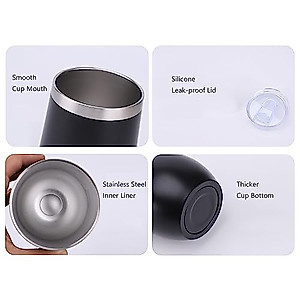 Insulated Coffee Mug with Lid, Double Wall Stainless Steel Vacuum Insulated Wine Tumbler Cup, Travel Coffee Cup Thermal Cup for Home and Office(Rose Gold,12oz)