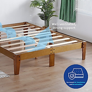 Olee Sleep 14Inch Smart Wood Platform Bed Frame Queen Natural