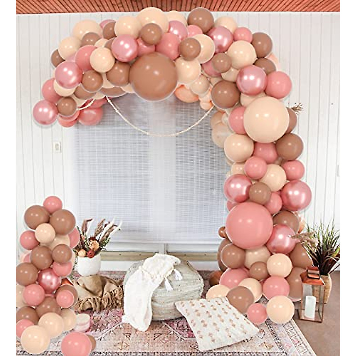 Boho Balloon Garland Kit 18/10/5 Inch Dusty Pink Nude Light Brown Rose Gold Balloons for Baby Shower Birthday Wedding Decorations Safari Party Supplies