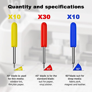 50PCS Replacement Blades Compatible with Cricut Explore Air 2/Air 3/Maker/Maker 3/Expression, 10PCS Fine Point Blades, 10PCS Deep Point Blade and 30PCS Cutting Neddles Compatible with Cricut Blades