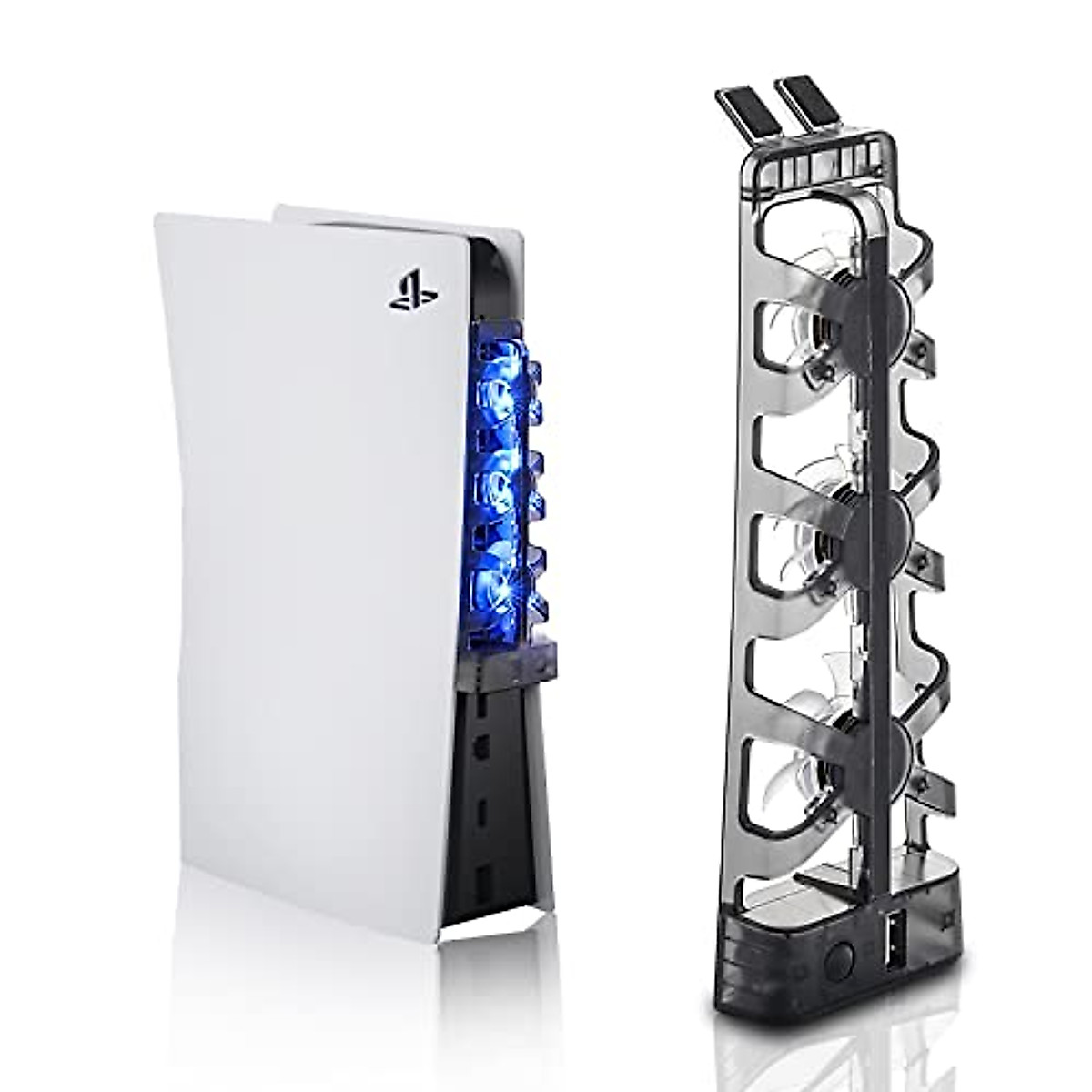 PS5 Cooling Fan with LED Light, Nargos PS5 Accessories Cooler Fan for Playstation 5 Digital & Disc Edition Console, Efficient Cooling System