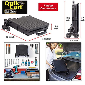 dbest products Quik Cart Elite Stair Climber Wheeled Rolling Crate Teacher Utility With seat Heavy Duty Collapsible Basket With Handle, Black