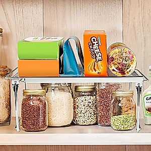 Orgneas Expandable Cabinet Shelf Organizer, Adjustable Freezer Shelf 16.7"-24.8" Thickened Heavy Duty Shelf Organizer Rack for Kitchen Countertop Cupboard Organization and Storage