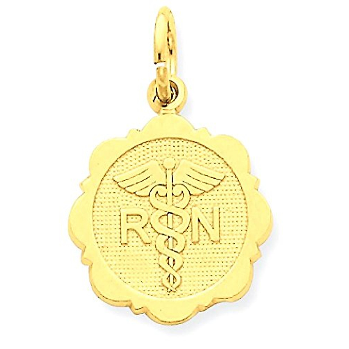 IceCarats 14K Yellow Gold Registered Nurse Caduceus Paramedic Rn Doctor Medical Student Nursing Symbol Necklace Charm Pendant 20mm x 12mm Only