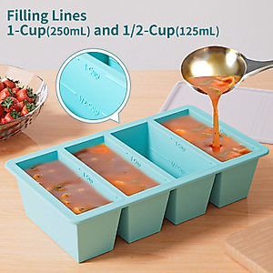 Silicone Freezer Tray for Sauce Cube: GGOW Silicone Freezing Tray for Broth Soup Storage - Freeze 250mL 125mL Souped Portion