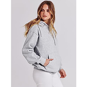 ANRABESS Women's Oversized Hoodies Fleece Casual Pullover Drawstring Long Sleeve Hooded Sweatshirts 2023 Fall Fashion Clothes Trendy Y2k Outfits for Teen Girls A1072huahui-S Heather Gray