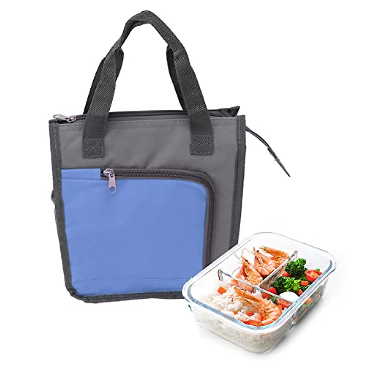 Mumusuki Insulated Reusable Grocery Bags, Widened Handle Food Delivery Bag Insulated Bag for Hot or Cold Food Delivery (blue)