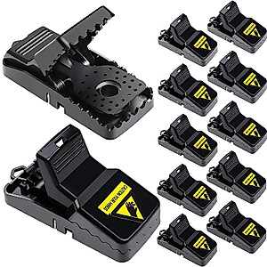 VRXVR Mouse Traps Indoor for Home Small Mouse Trap for House Mice Snap Trap Effective Sanitary Quick Mouse Catcher - 12 Pack, Black