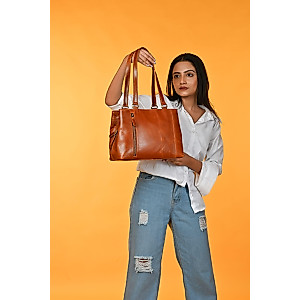 ROLANDO Maya Women's Top-Handle Leather Handbag (Oily Brown)