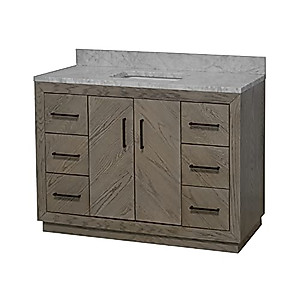 Peyton 48-inch Bathroom Vanity (Carrara/Gray Oak): Includes Gray Oak Cabinet with Stunning Carrara Marble Countertop and White Ceramic Sink