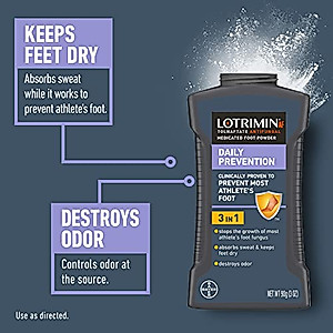 Lotrimin Athlete's Foot Daily Prevention Medicated Foot Powder Bottle, 3 Ounce