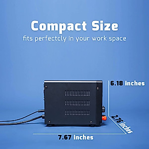 WEP 3010D-III DC Variable Power Supply 30.00V 10.00A High Precision Bench Lab Power Supply with Alligator Clips for anodizing kit, Electroplating, arduino, breadboard
