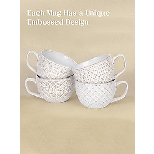 DOWAN 24oz Coffee Mugs, Large Soup Mugs with Handle for Enjoying Coffee, Soup, Ramen and Cereal at Home or in the Office. (Mug set of 4)