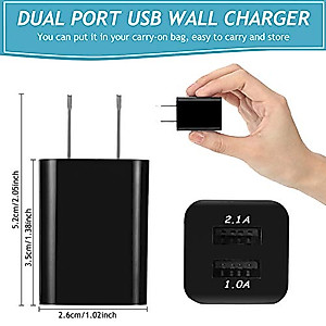 12 Pieces USB Wall Plugs USB Charger Blocks Charging Blocks for Wall Outlet 2.1a Dual Port USB Wall Plug Fast Charging for Most Smartphones and Tablets (Black)