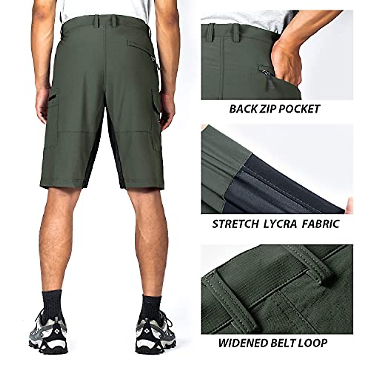 Cycorld-Men's-Outdoor-Hiking-Shorts-Quick-Dry-Lightweight Stretchy for Cargo Casual Climbing Camping(Green, X-Large)