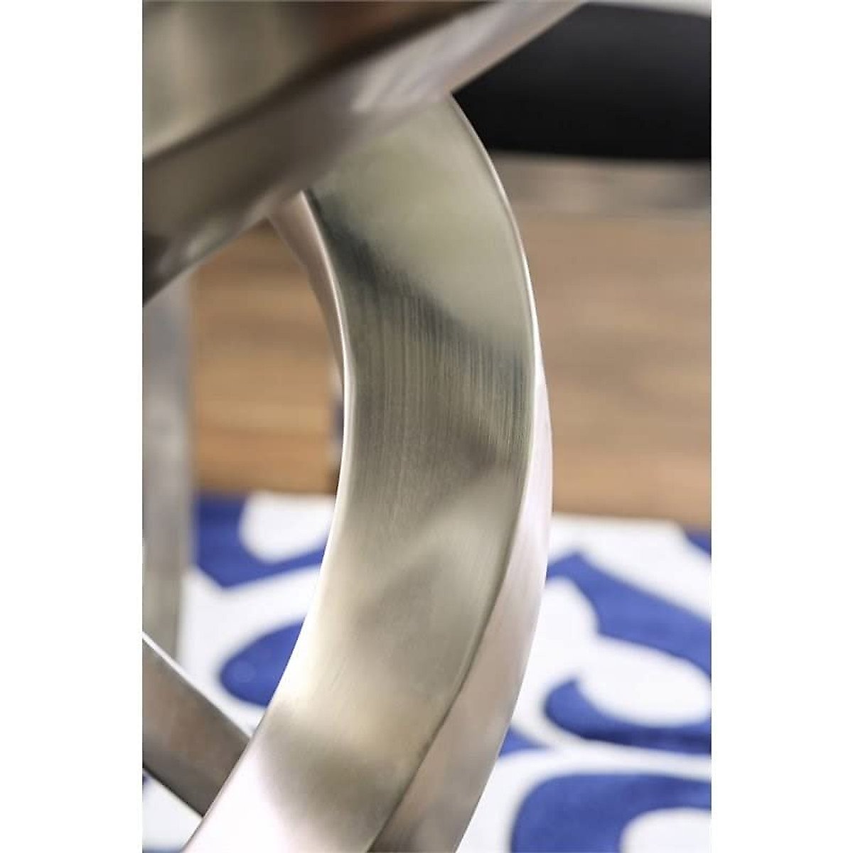 BOWERY HILL 48" Round Glass Top Modern Pedestal Base Dining Table in Chrome Satin