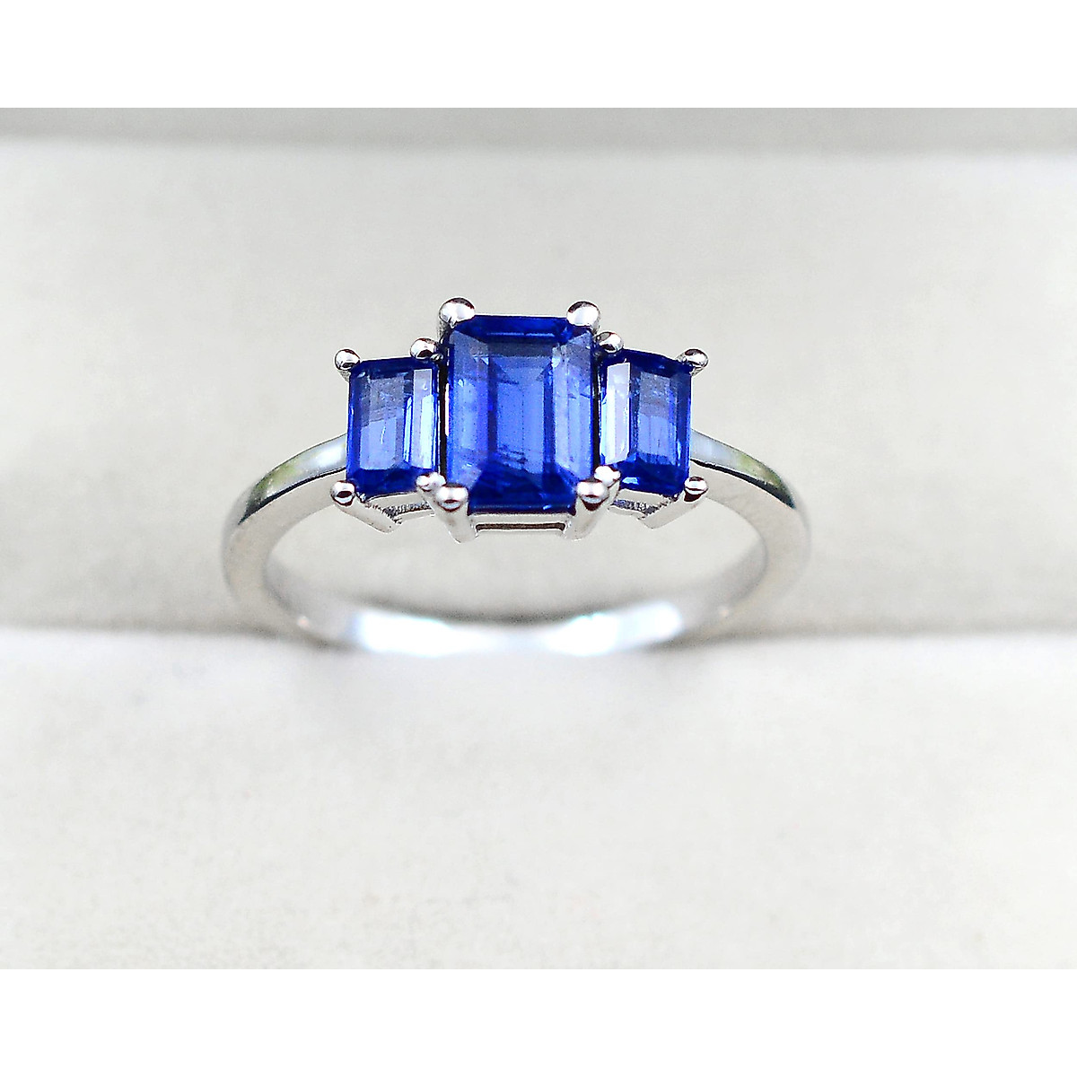 Solid 925 Sterling Silver 7X5 MM Pear Natural Kyanite Gemstone January Birthstone Wedding Ring For Bridal Gift For Her (Rhodium Plated Silver, 6)