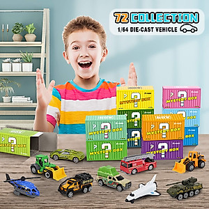 Oriate Diecast Toy Cars Set for 3 4 5 6 7 8 Year Old Boys, 12 Pack Mini Metal Cars 1/64, 12 Theme in one Set Blind Box Edition- Include Farm, Space Ship, Truck for Children Birthday Party Decor Gifts