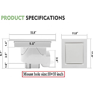 Aydomer Bathroom Fan Exhaust Fan Ceiling Mount Ventilation Fan Through Wall Extractor Exhaust Smoke Fan 110V Bathroom Ceiling Fan for Kitchen 120CFM 1.2Sones (Square)