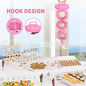 Eggkiss Portable Food Fans, Foldable Donut Fans for Food Tables, Outdoor Picnic Fan with Holographic Blades, Battery Powered Hangable Food Spinning Fan for Party, BBQ, Picnic (Pink,3 Pack)