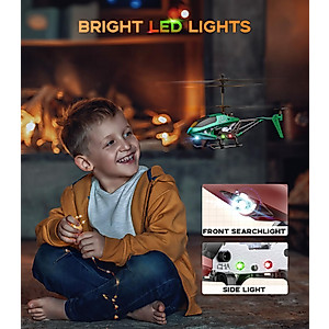SYMA Remote Control Helicopter, S107H-E Aircraft with Altitude Hold, One Key take Off/Landing, 3.5 Channel, Gyro Stabilizer, High &Low Speed, LED Light Indoor to Fly for Kid Beginner(Green)