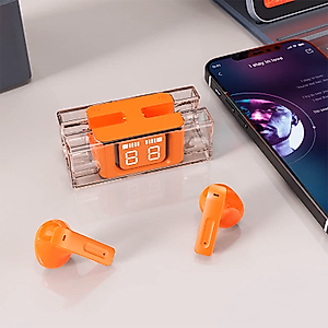 E90 Wireless Earbuds Bluetooth Headphones with Wireless Charging Case IPX4 Waterproof Stereo Earphones in-Ear for SPOR(White) (White)