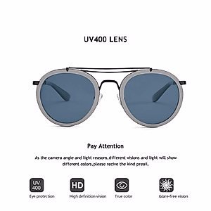 2020 VentiVenti Vintage Steampunk Double Bridge Round Polarized Sunglasses Designer Metal Frame For Women Men Grey Frame/Smoke Lens