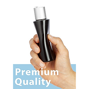 JUVITUS Black 4 oz Squeeze Cylinder Plastic (BPA Free) Empty Refillable Bottle with Silver Smooth Disc Caps (6 Pack) + Labels