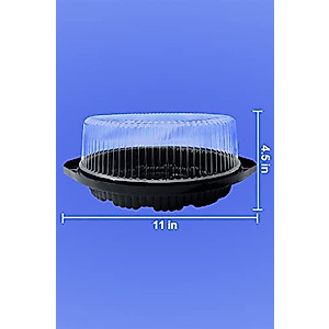 8" Cake Container - Circular 11" Black - Deep Base - 4 1/2" Tall - 50/Case
