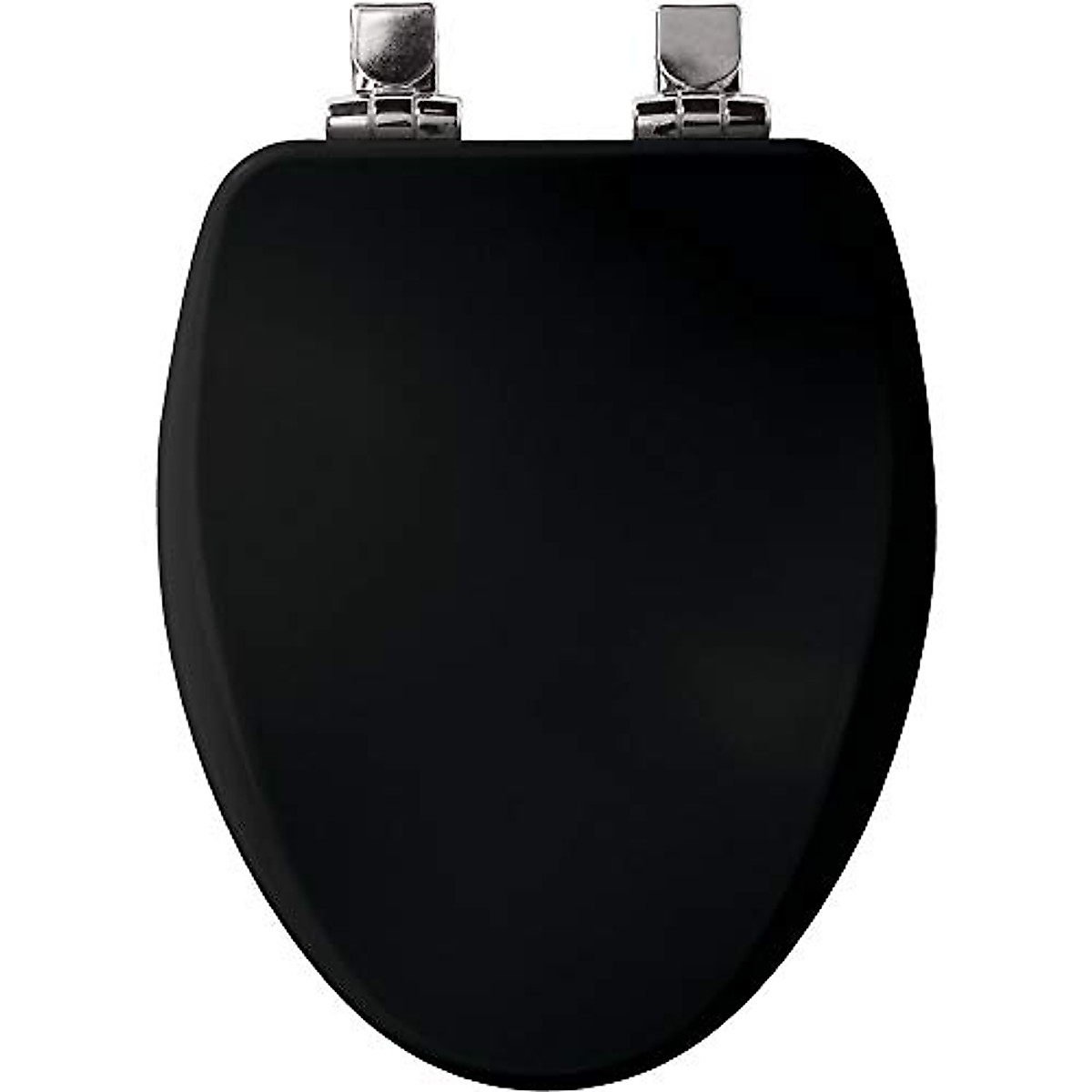 BEMIS 19170CHSL 047 Alesio II Toilet Seat with Chrome Hinges will Slow Close, Never Loosen and Provide the Perfect Fit, ELONGATED, Durable Enameled Wood, Black