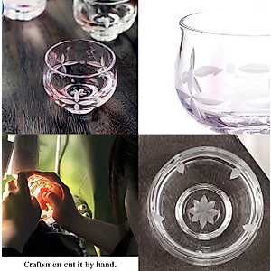 Tomi Craft, Otaru Kiriko Ochoko, Japanese Sake Cups, Beautiful Cut Glass, Craftsmen in Otaru Hokkaido, Hand Made in Japan, Tomi Glass OG101 (Clear)