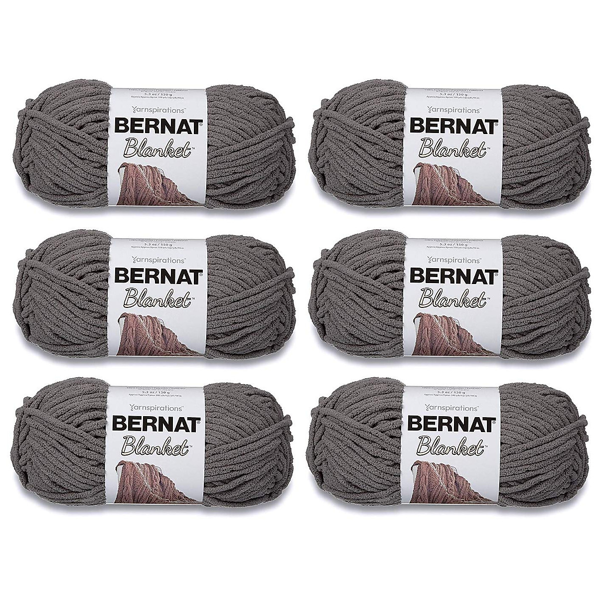 Bernat Blanket Yarn - 6 Pack (Dark Grey)
