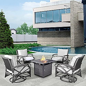 Lokingrise Fire Pit Table, 28 inch 50,000 BTU Outdoor Square Gas Fire Pit Table for Patio, Garden, Backyard（Grey） (28 Inch, Grey)