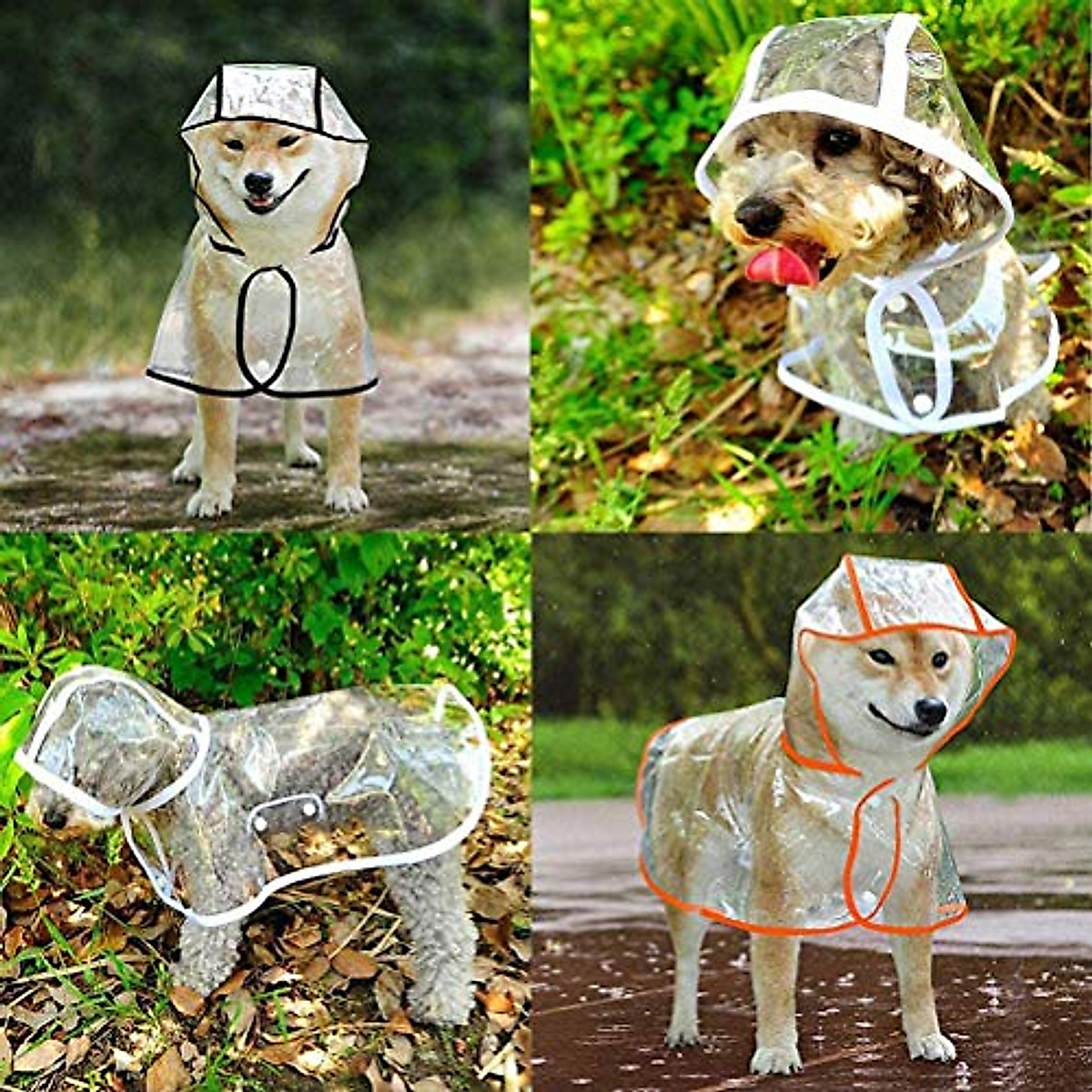 Dog Raincoat, Waterproof Pet Raincoats with Poncho Hood, Portable Transparent Dog Rain Coat Lightweight Dog Rain Jacket for Outdoor Walking in Rainning Days