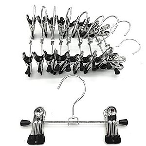 EAVOQLB A Pack of 10 Portable Travel Clips Hangers Chrome Finished Adjustable Clips Boots Hangers Ultra Thin Space Saving Boots Socks Bags Hanging Clips Boot Storage (5)