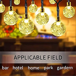 Globe String Lights, CMYK 20 Ft 30 Crystal Balls Waterproof LED Fairy Lights, Outdoor Starry Lights Solar Powered String Lights, Decorative Lighting for Home, Garden, Party, Festival (Warm White)