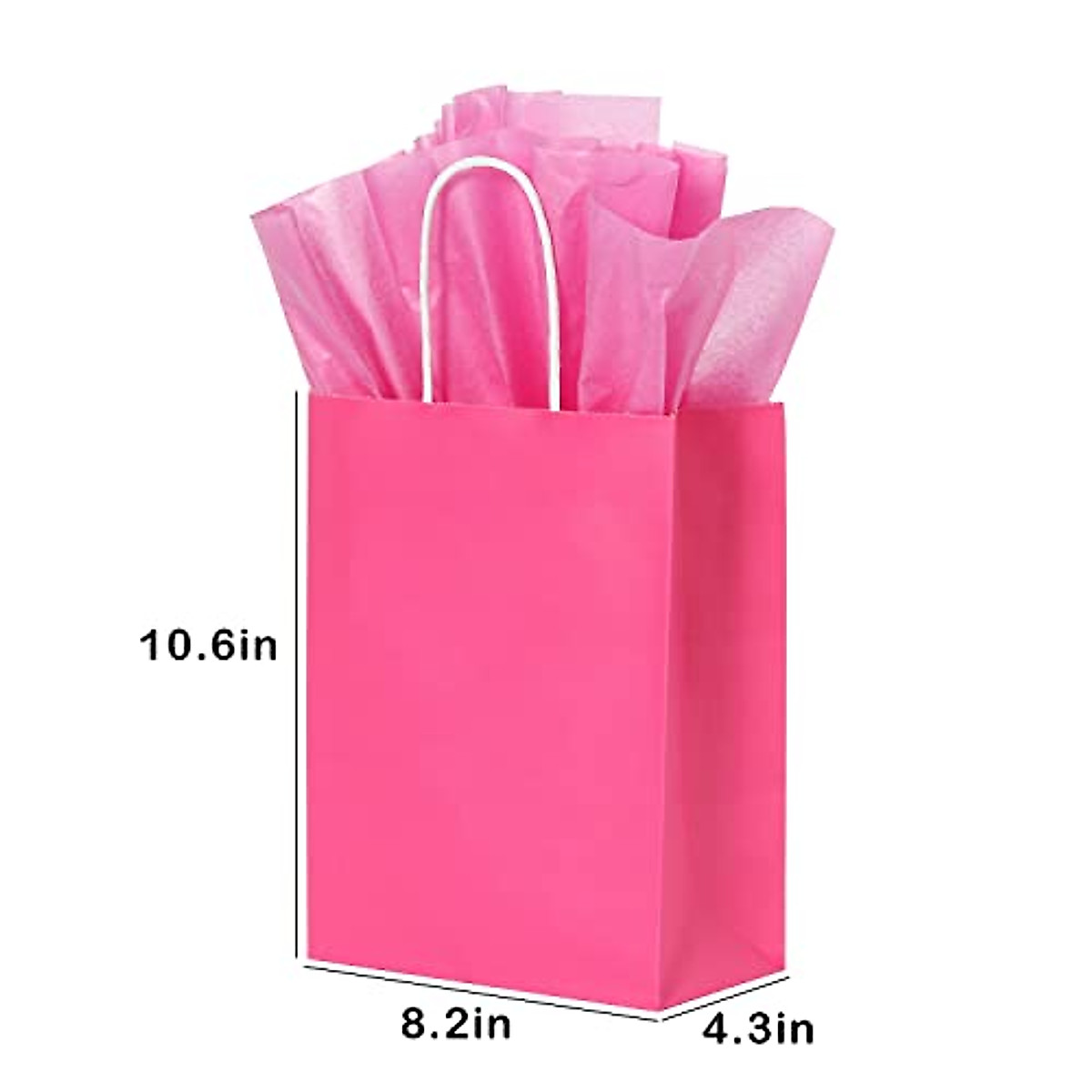 PINWATT 32 Pieces Gift Bags with 32 Tissues, 10.6" Gift Bags Medium Size, 8 Colors Party Favor Bags Rainbow Goodie Bags with Handles for Birthday, Party Supplies, Wedding, Holidays and Gifts