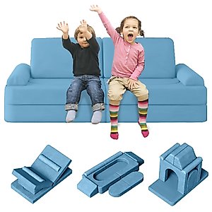 hoopyosms 10 pcs Modular Kids Play Couch, Toddlers Play Couch for Fun Play Time, Convertible Kids Foam Sofa for Playroom Bedroom, Indoor Use