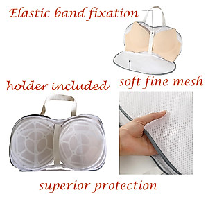 3 Pcs Lingerie Bag Underwear Bra Washing Bags Set for Washing Machine With Zipper Women Delicates，Bra Washing Bags for Laundry -bule(A to C Cups)